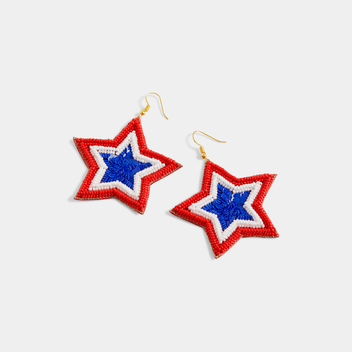 True American Star Dangle Earrings - Red/White/Blue – Ginger Snaps & Co.