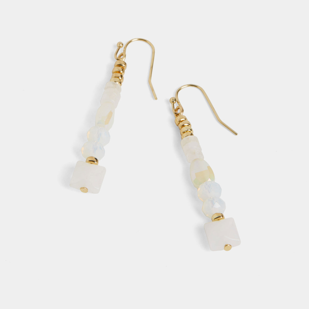 Bead Line Dangle Earrings - White – Ginger Snaps & Co.
